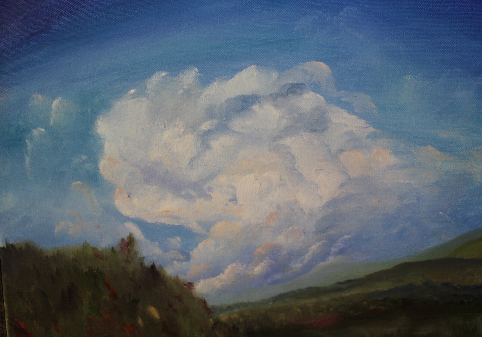 Original Landscape Oil Painting: Ominous Clouds Over the Cabin, 20"x16 ...