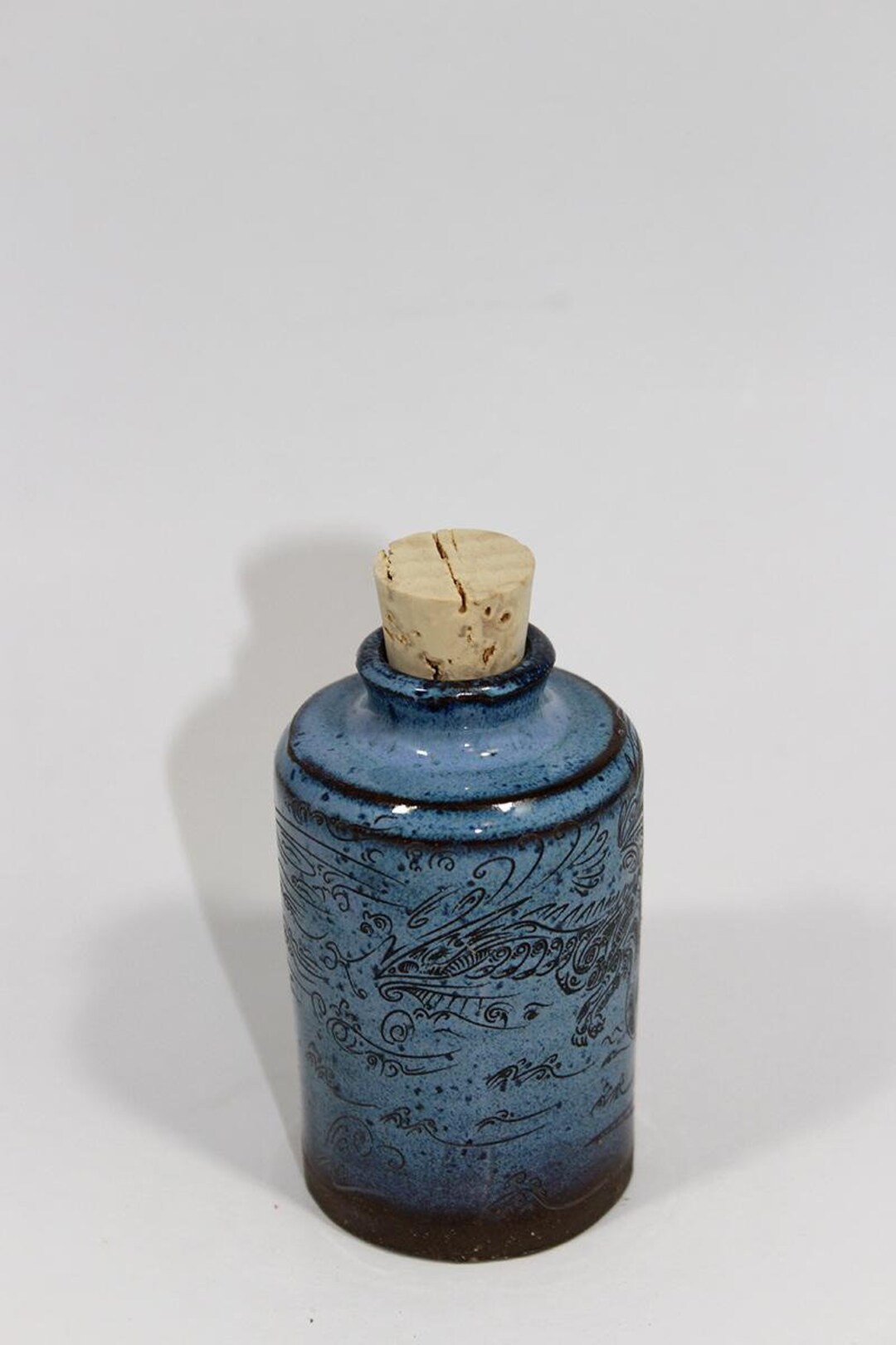 Ceramic Corked Potion Bottle With Dragon Engraving - Etsy