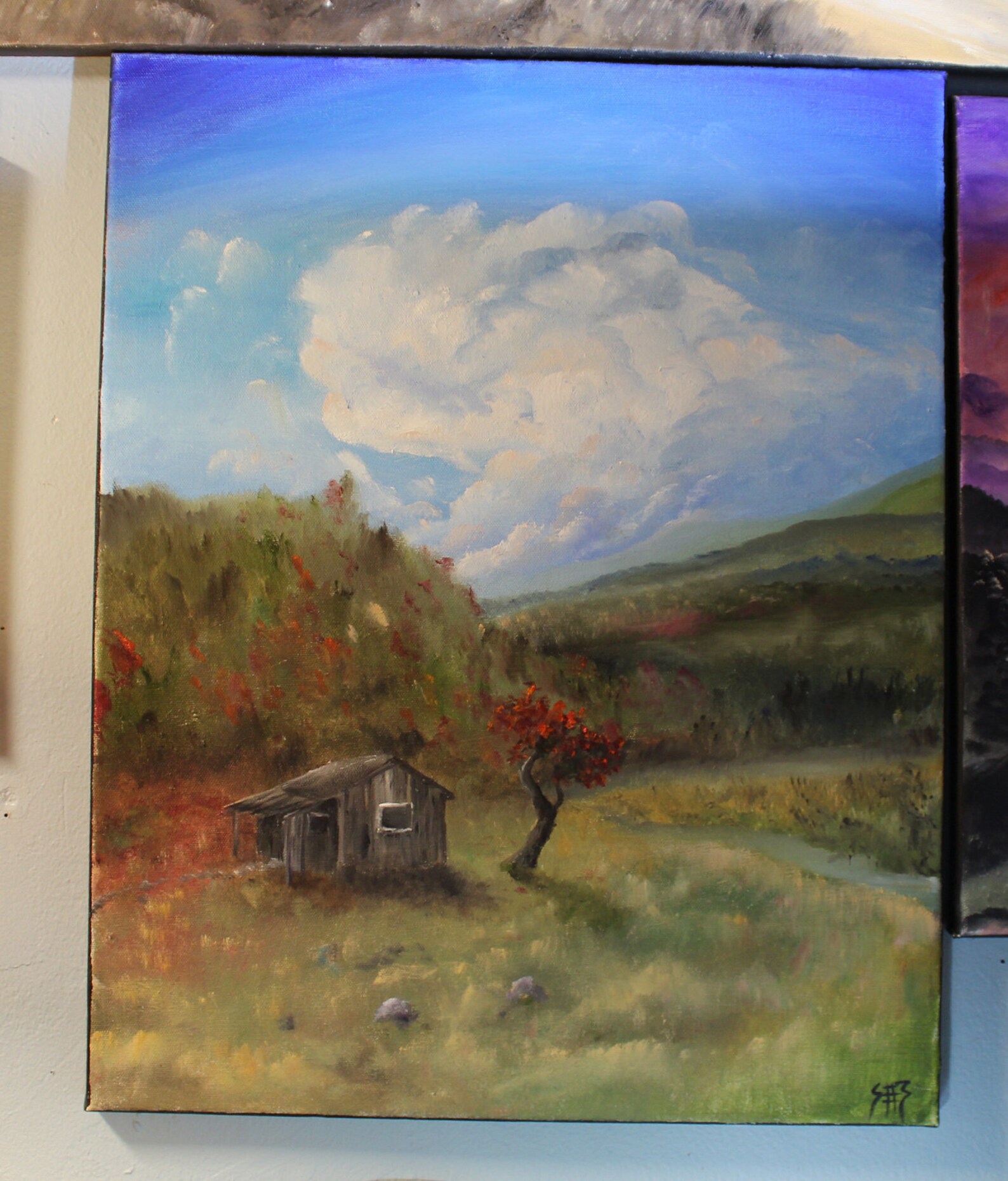 Original Landscape Oil Painting: Ominous Clouds Over the Cabin, 20"x16 ...