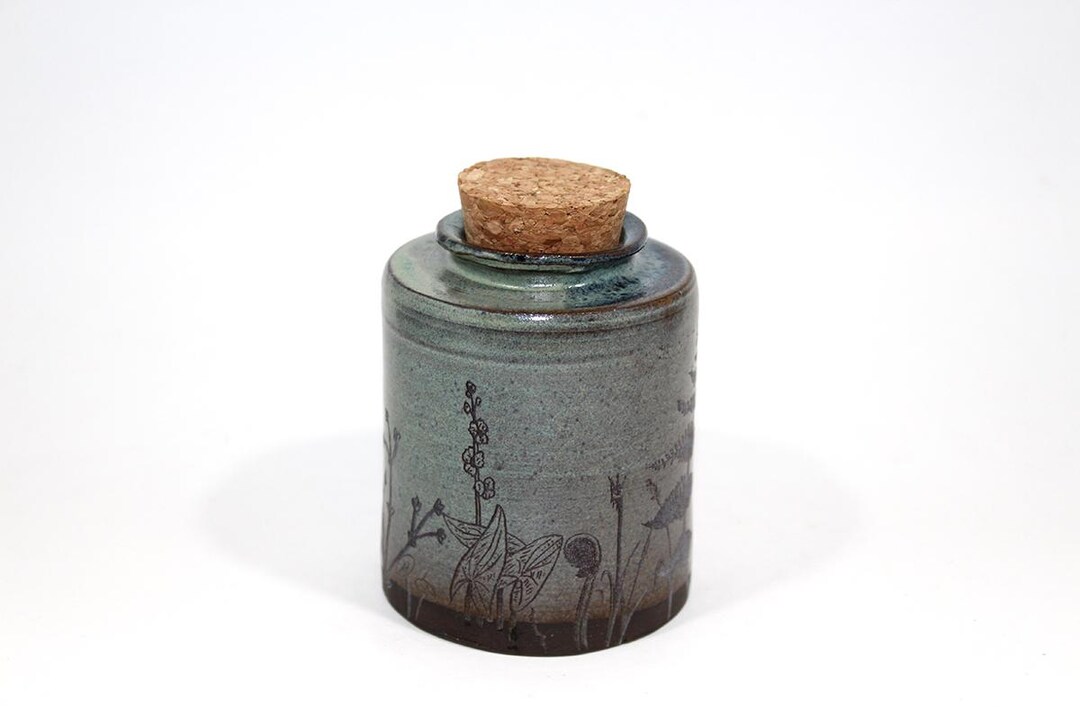 Marsh Plants Engraved Potion Bottle Corked Ceramic Vial - Etsy