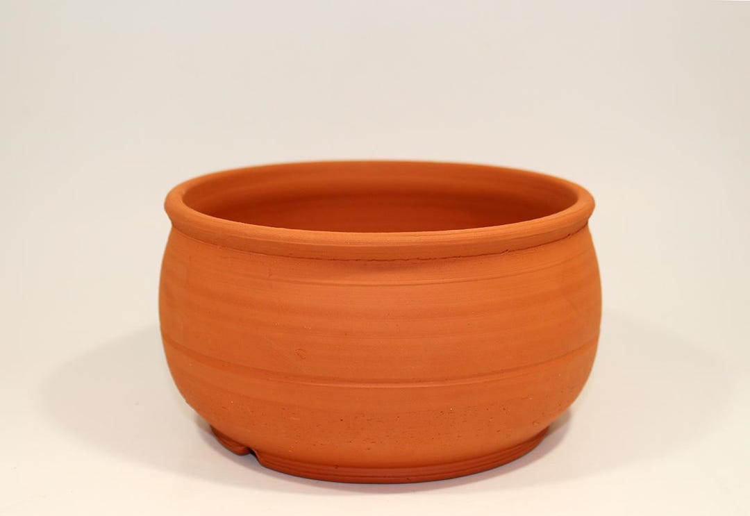 6" Striped Terra Cotta Redware Bonsai, Cactus or Rosemary Planter Pot ...