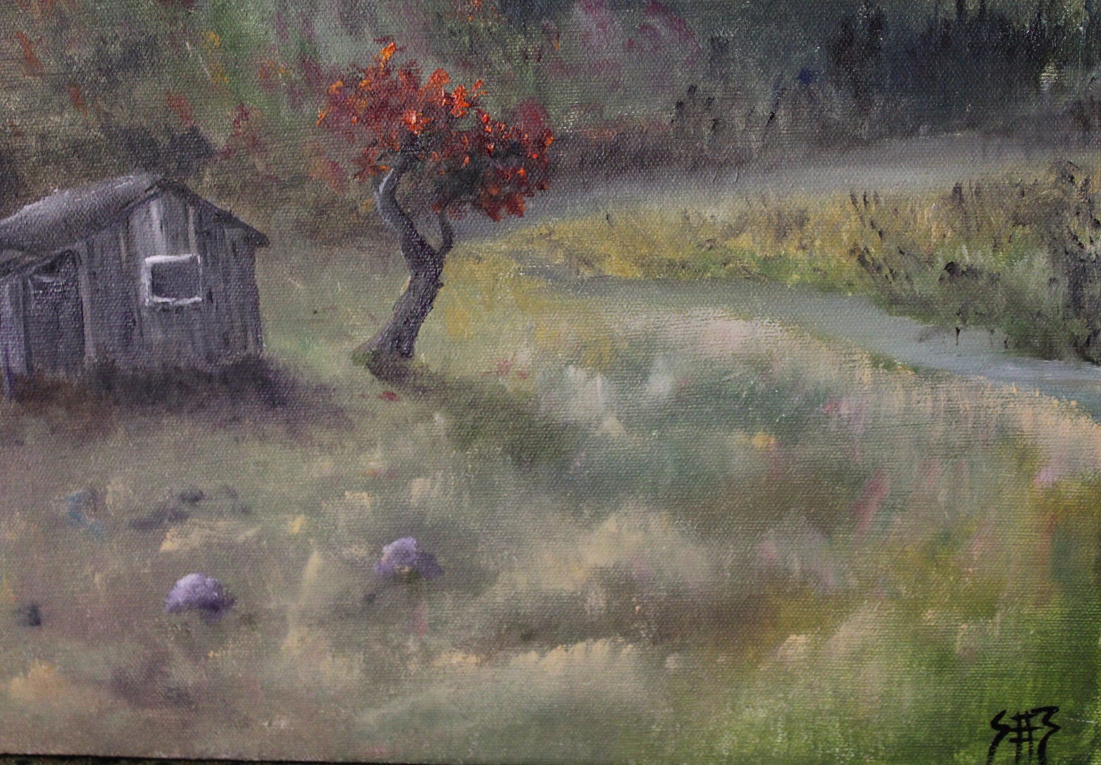 Original Landscape Oil Painting: Ominous Clouds Over the Cabin, 20"x16 ...