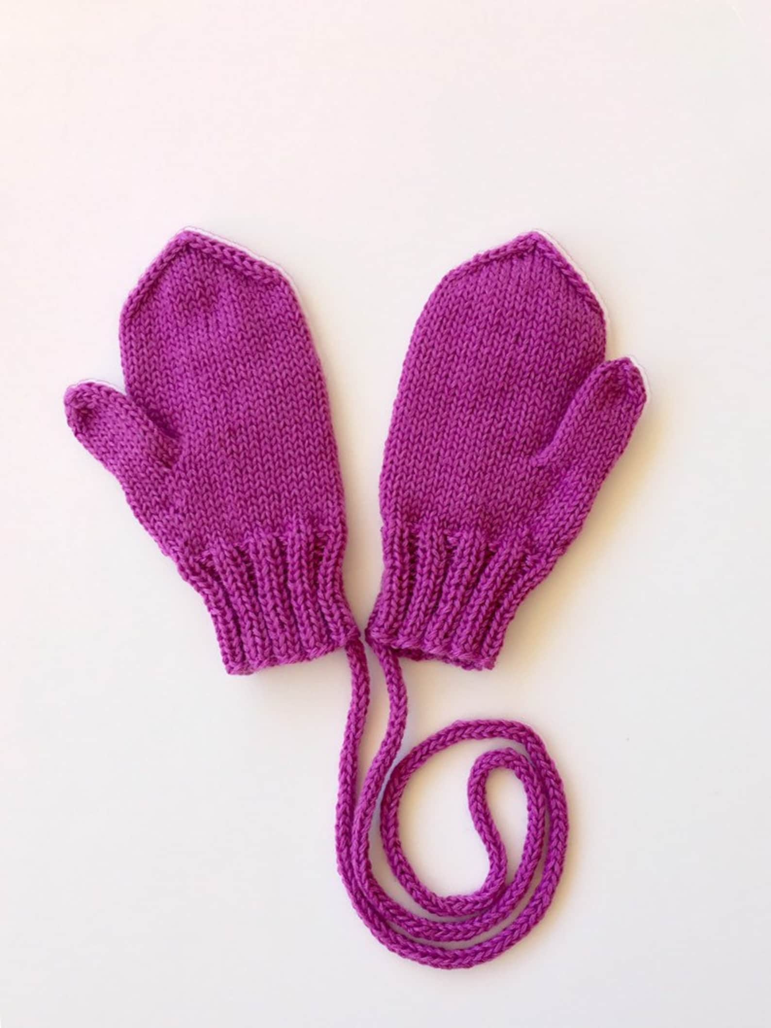 Hand Knitted Toddler Mittens With Thumb and String, Size 12-24 Months ...