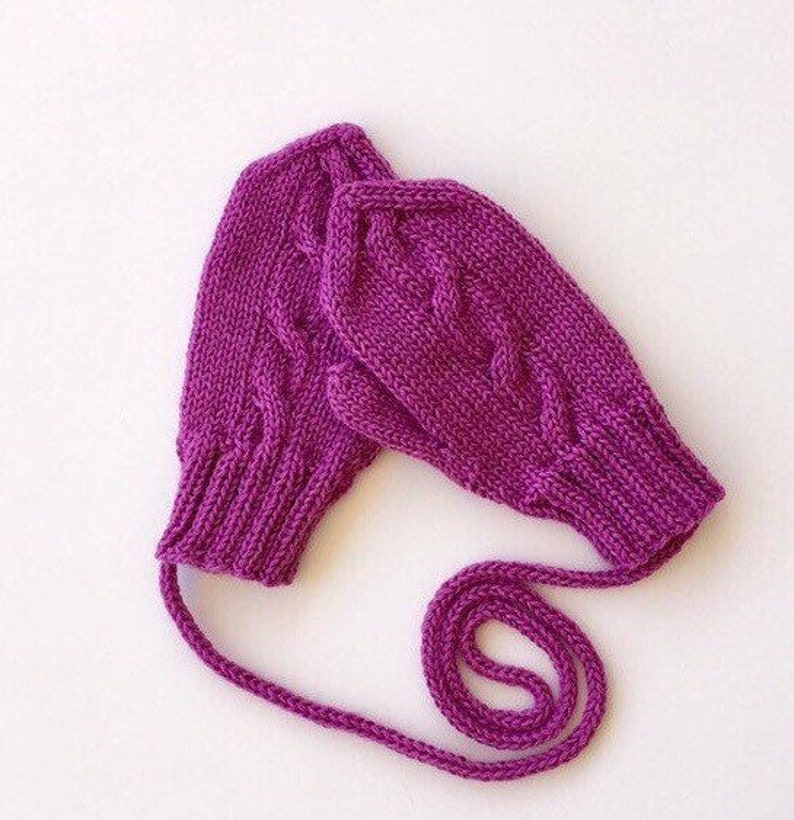 Hand Knitted Toddler Mittens With Thumb and String, Size 12-24 Months ...