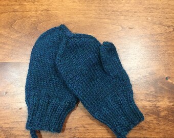 Hand knitted mittens with thumb and string size 12-24 months | Etsy