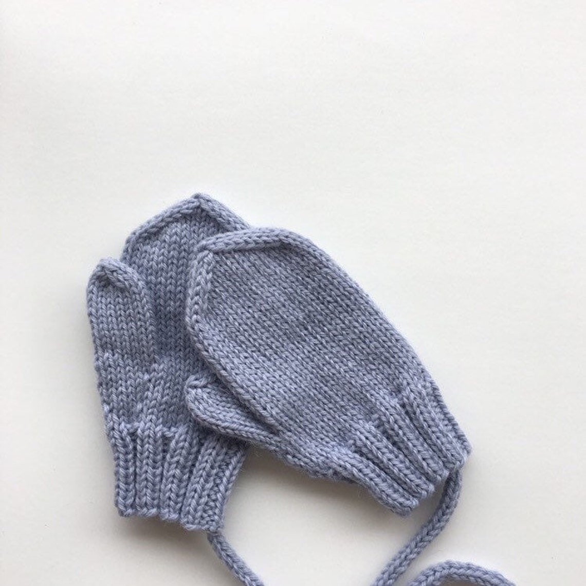Hand knitted mittens with thumb and string size 12-24 months | Etsy