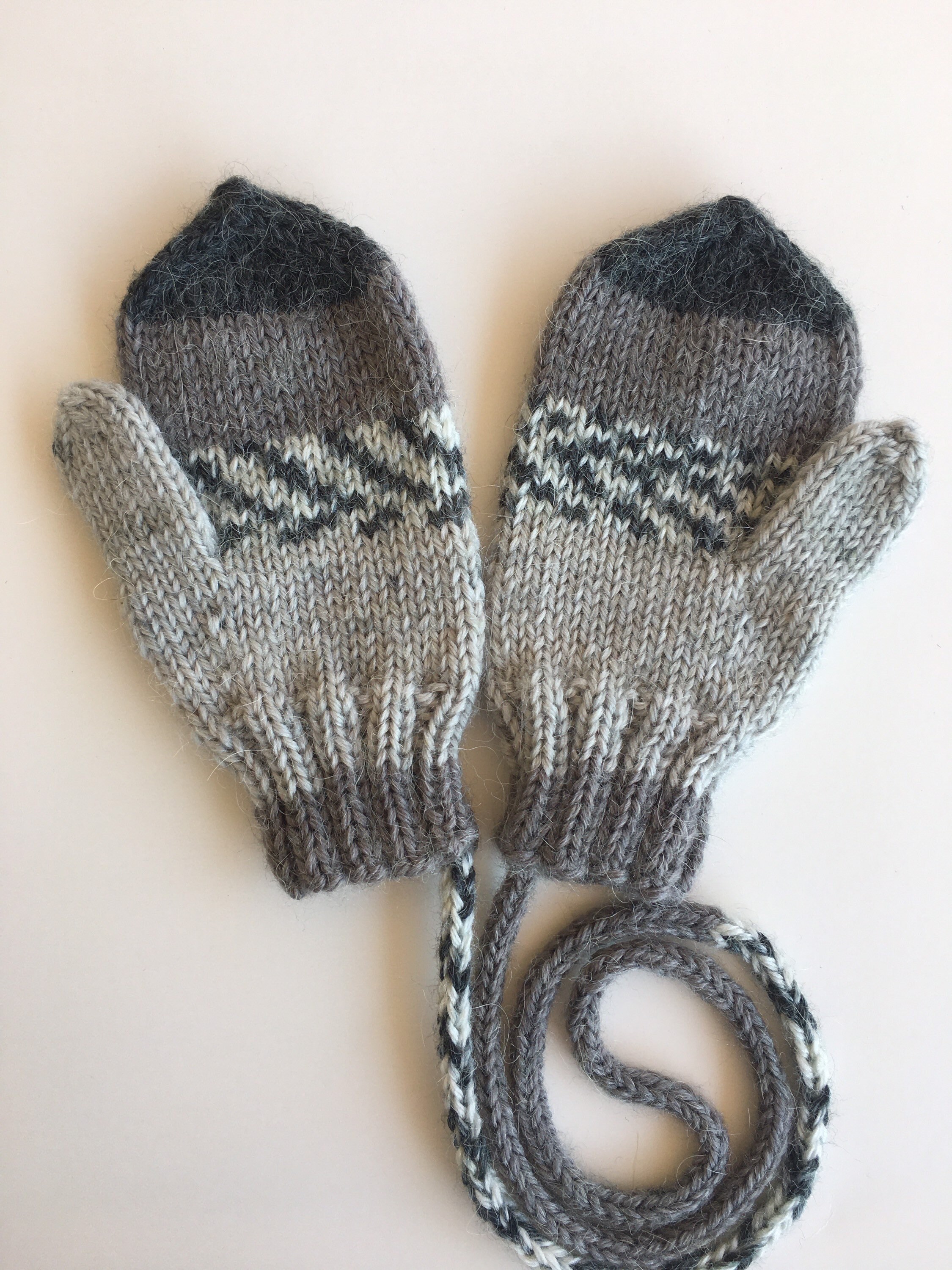 Hand Knitted Mittens With Thumb and String Size for 2 Years - Etsy