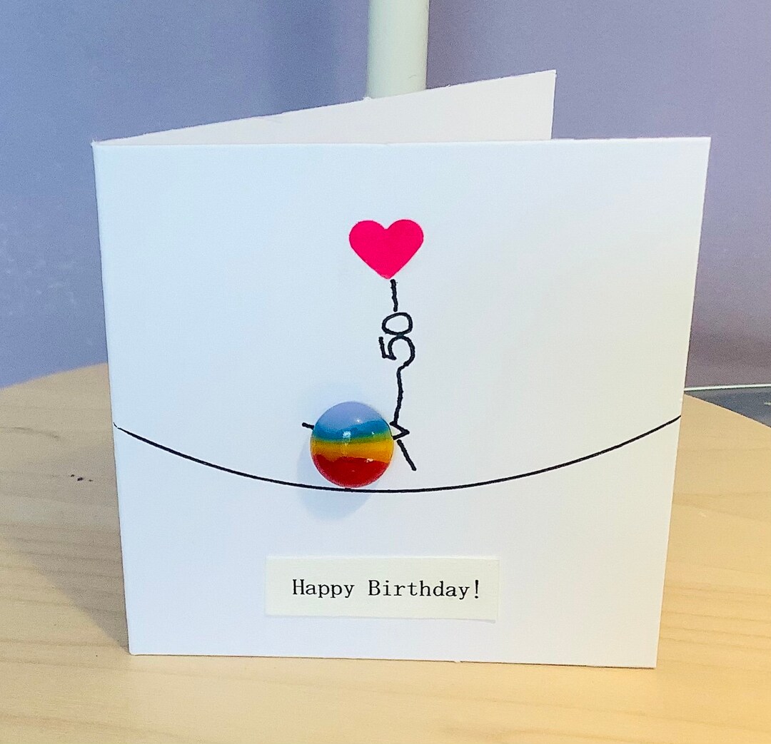 Fused Glass Birthday Age Card - Etsy