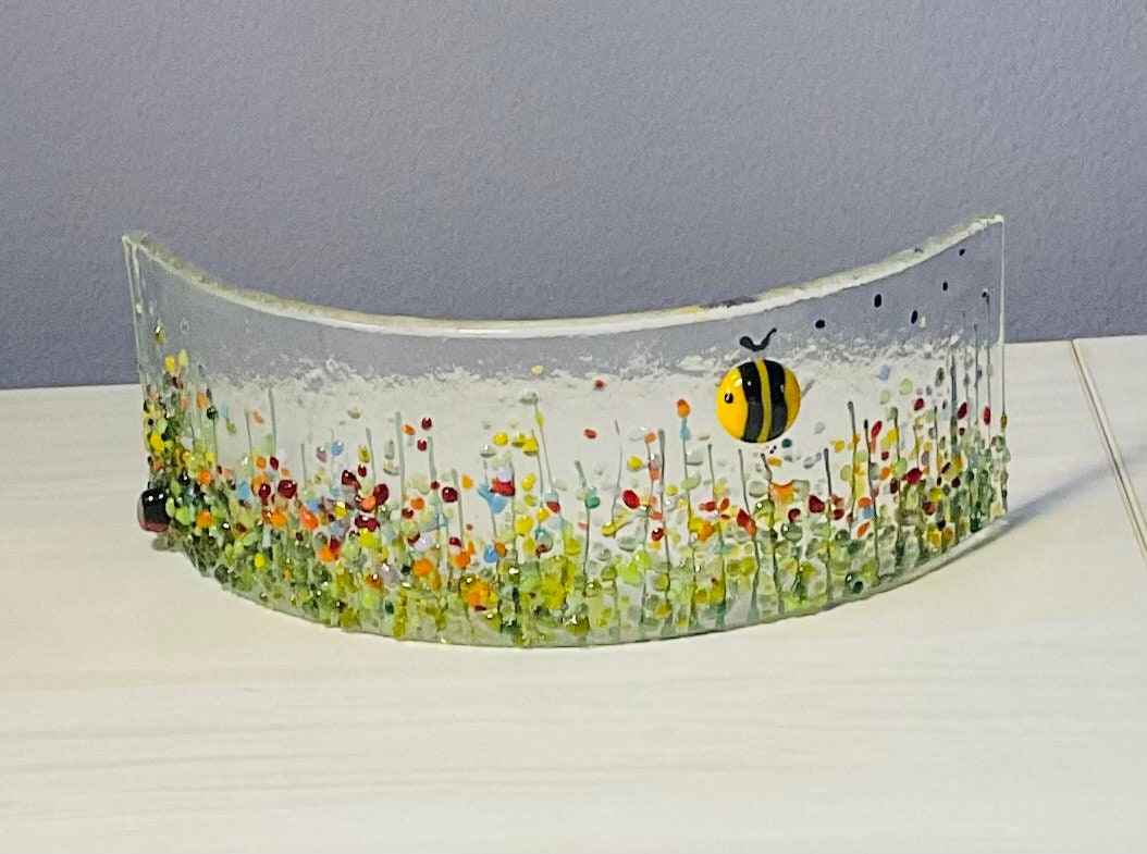 Fused Glass Meadow Mini Bend Bee - Etsy