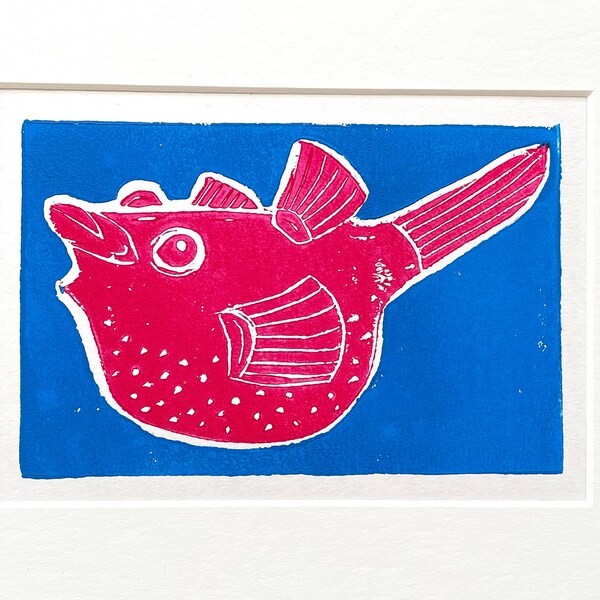 Fish Linocut - Etsy