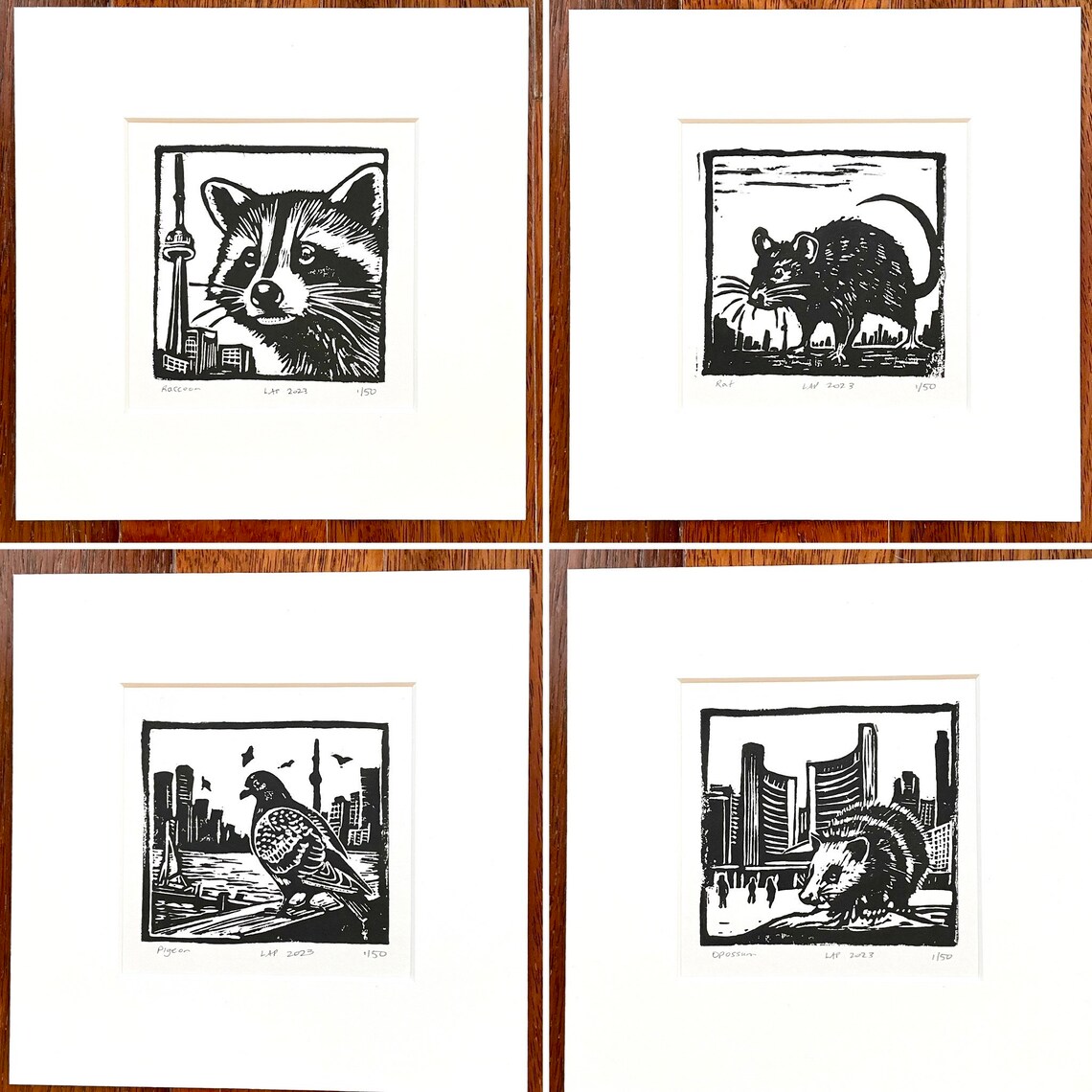 Raccoon Trash Panda Linocut Lino Block Print 4 Horsemen of the ...