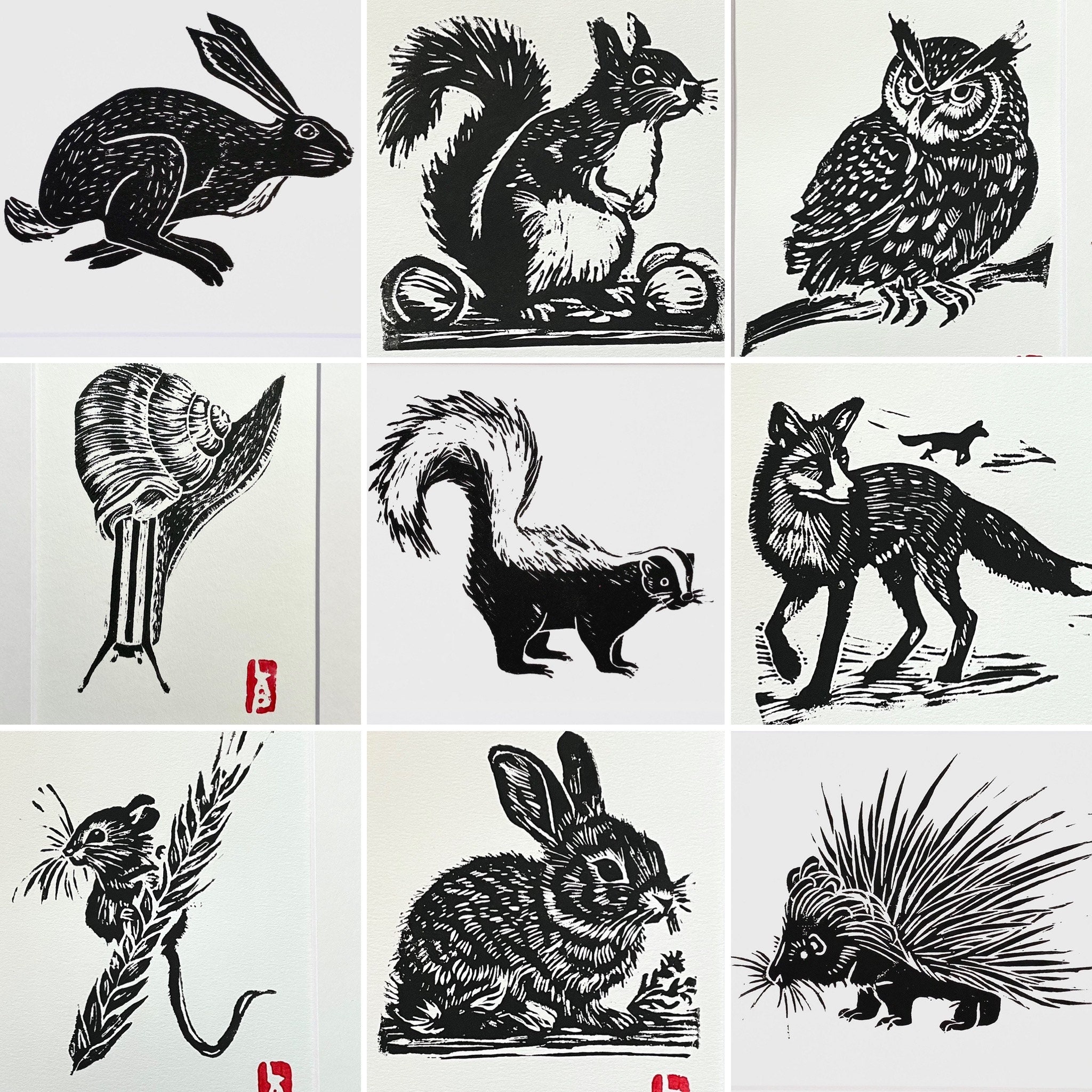 Woodland Animal Print Collection Chose Any 3 Out of Hare / Squirrel ...