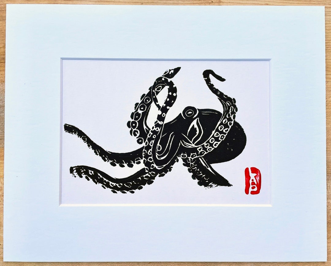 Octopus Lino Print - Linocut Print Linoprint - Etsy