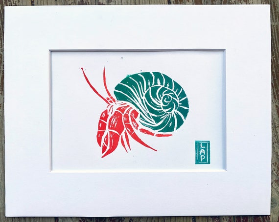 Hermit Crab Linocut Print Lino Print | Etsy Hermit Crab Linocut Print Lino Print | Etsy