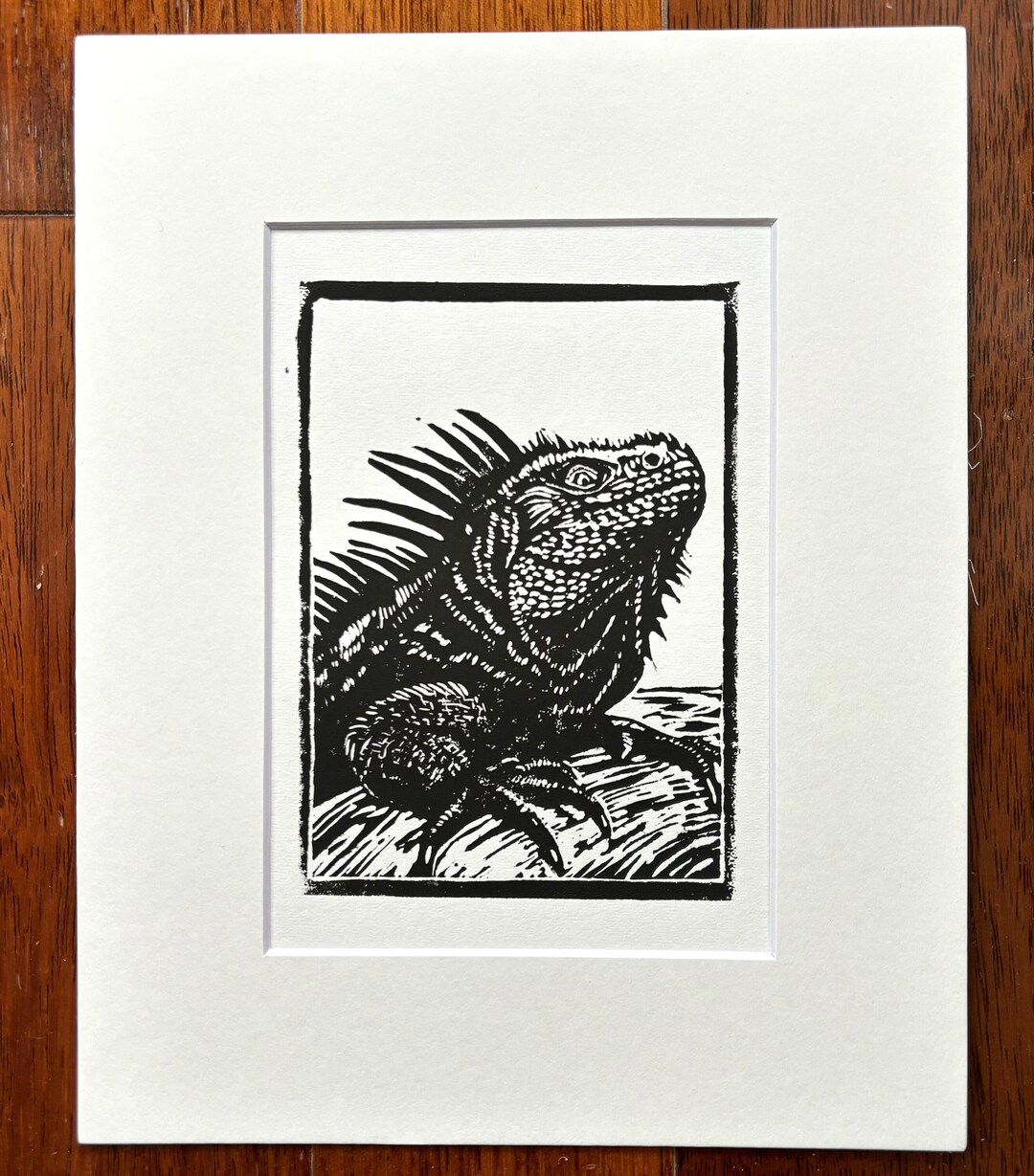 Iguana Linocut Block Print Marine Iguana Reptile Love - Etsy