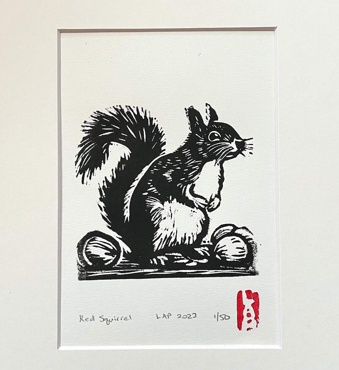 Red Squirrel Lino Print Linocut Print Block Print - Woodland Animals ...