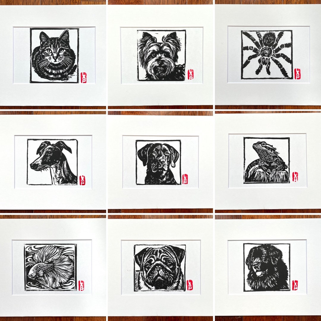 Pets Collection! CHOOSE ANY 3 Prints Out of Cat / Yorkie / Tarantula ...