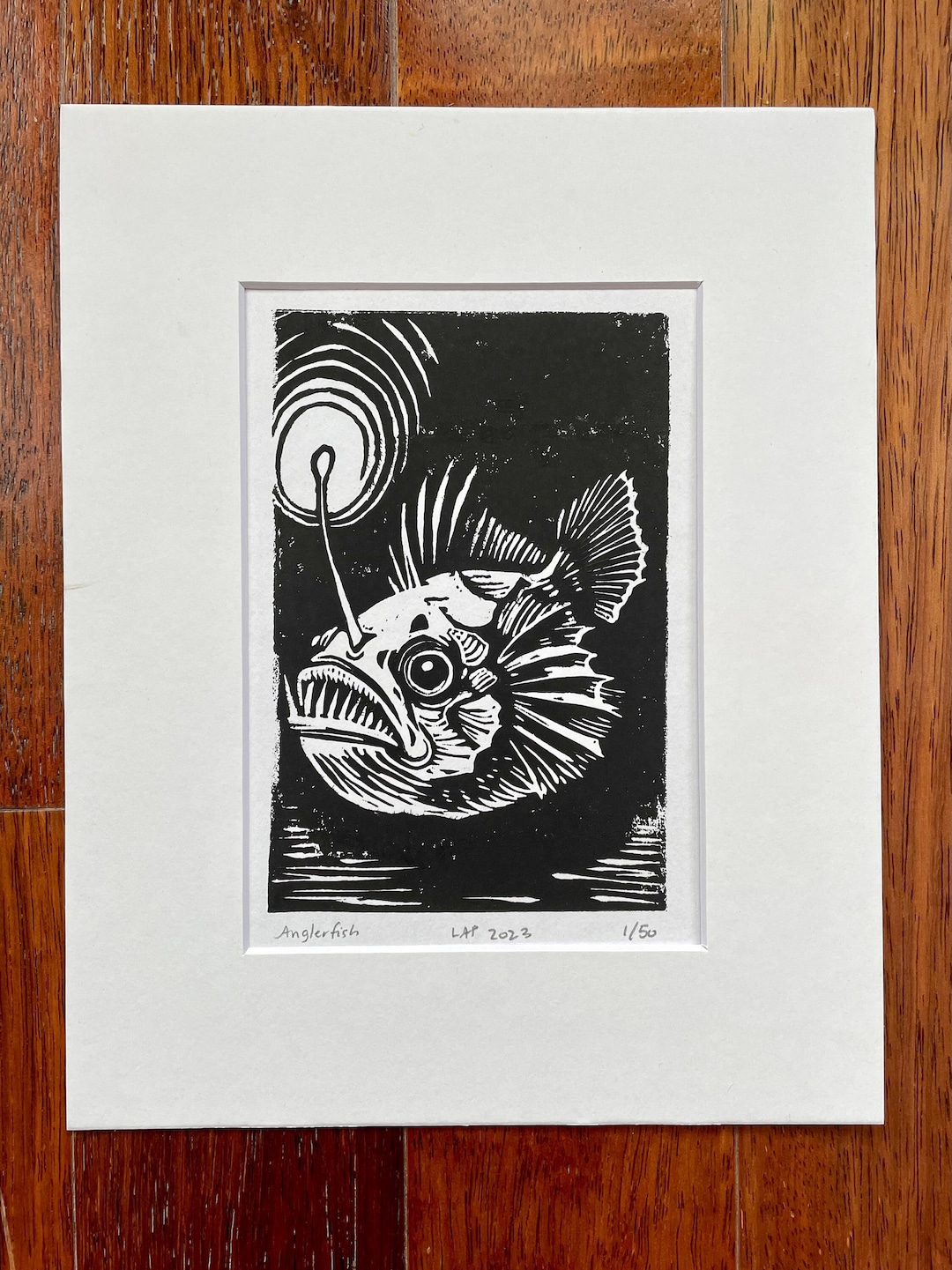 Anglerfish Lino Print Linocut Block Print Deep Ocean Fish - Etsy