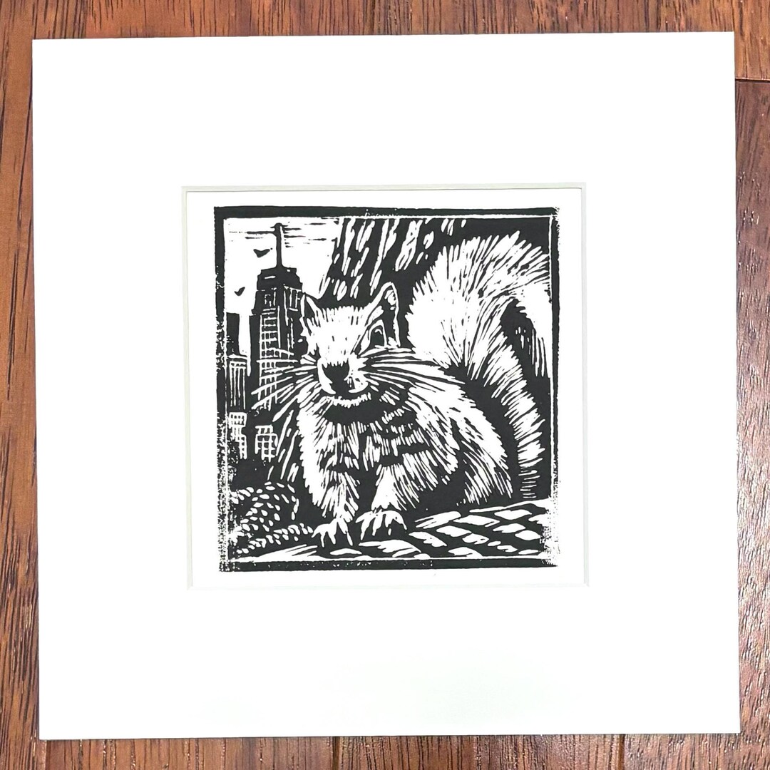 Albino Squirrel Linocut Lino Print Trintiy Bellwoods Squirrel Toronto ...