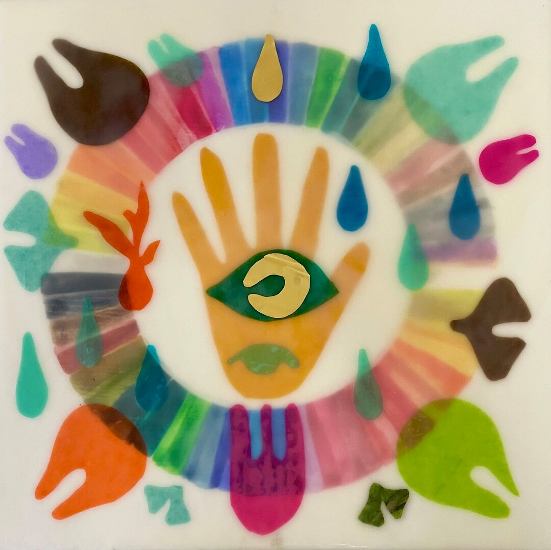 Color Theory, Full Spectrum No. 3, 12 X 12 Encaustic Collage, Artwork ...