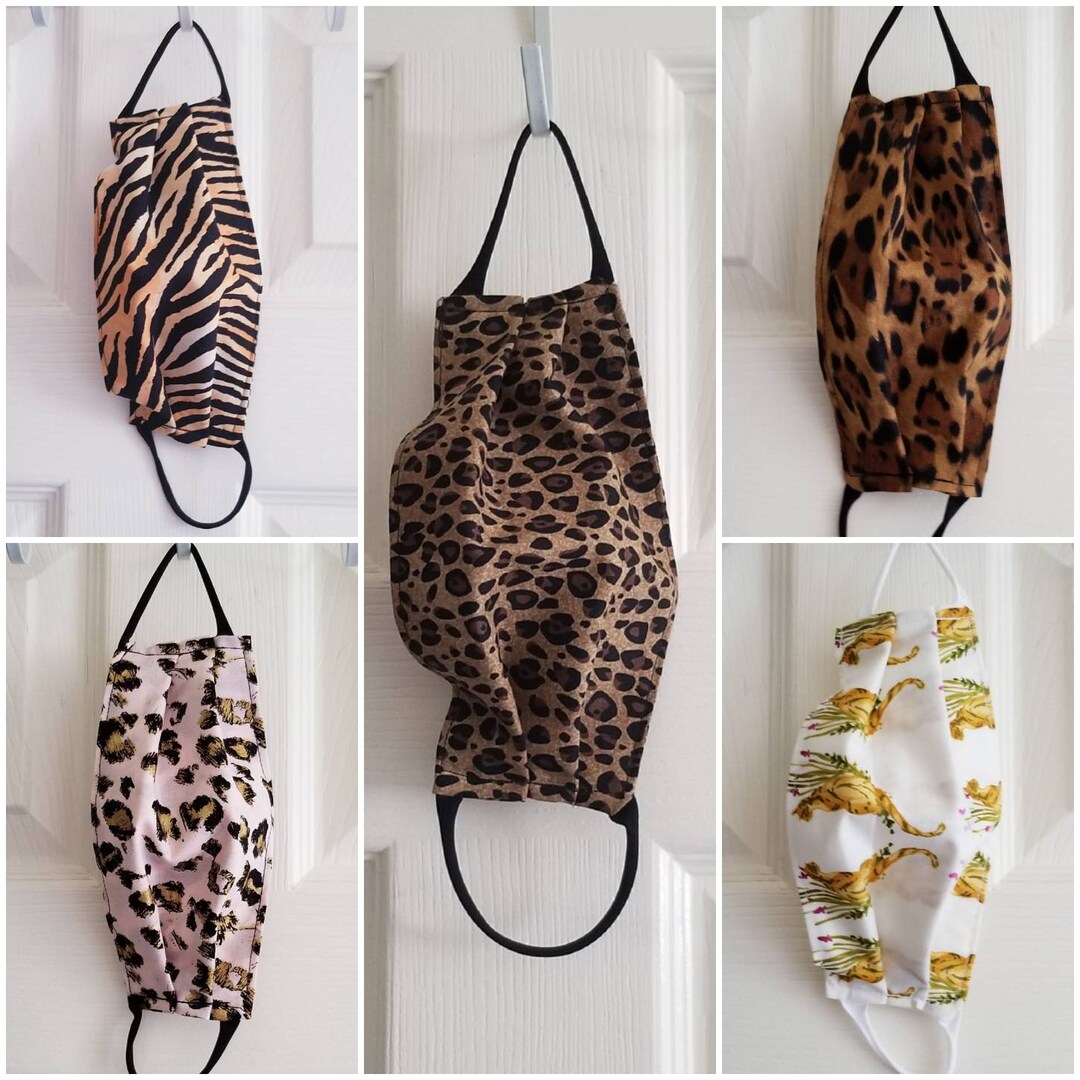 Leopard Wild Cats Cloth Face Mask Made in USA, Adult Travel Mask, Wild ...