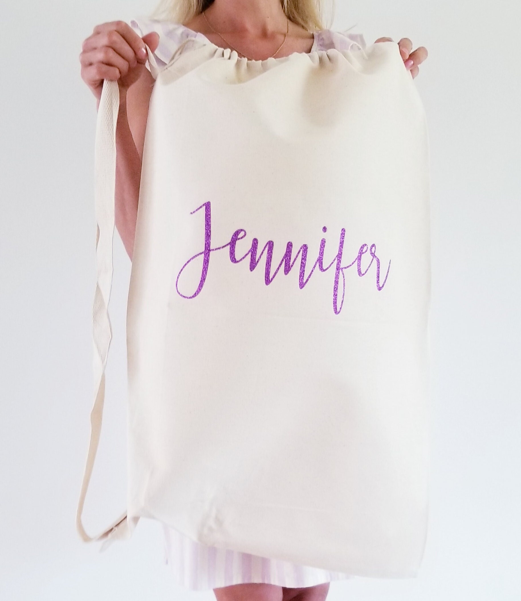 Personalized Laundry Bag, Large Spacious Drawstring Sturdy Cotton ...