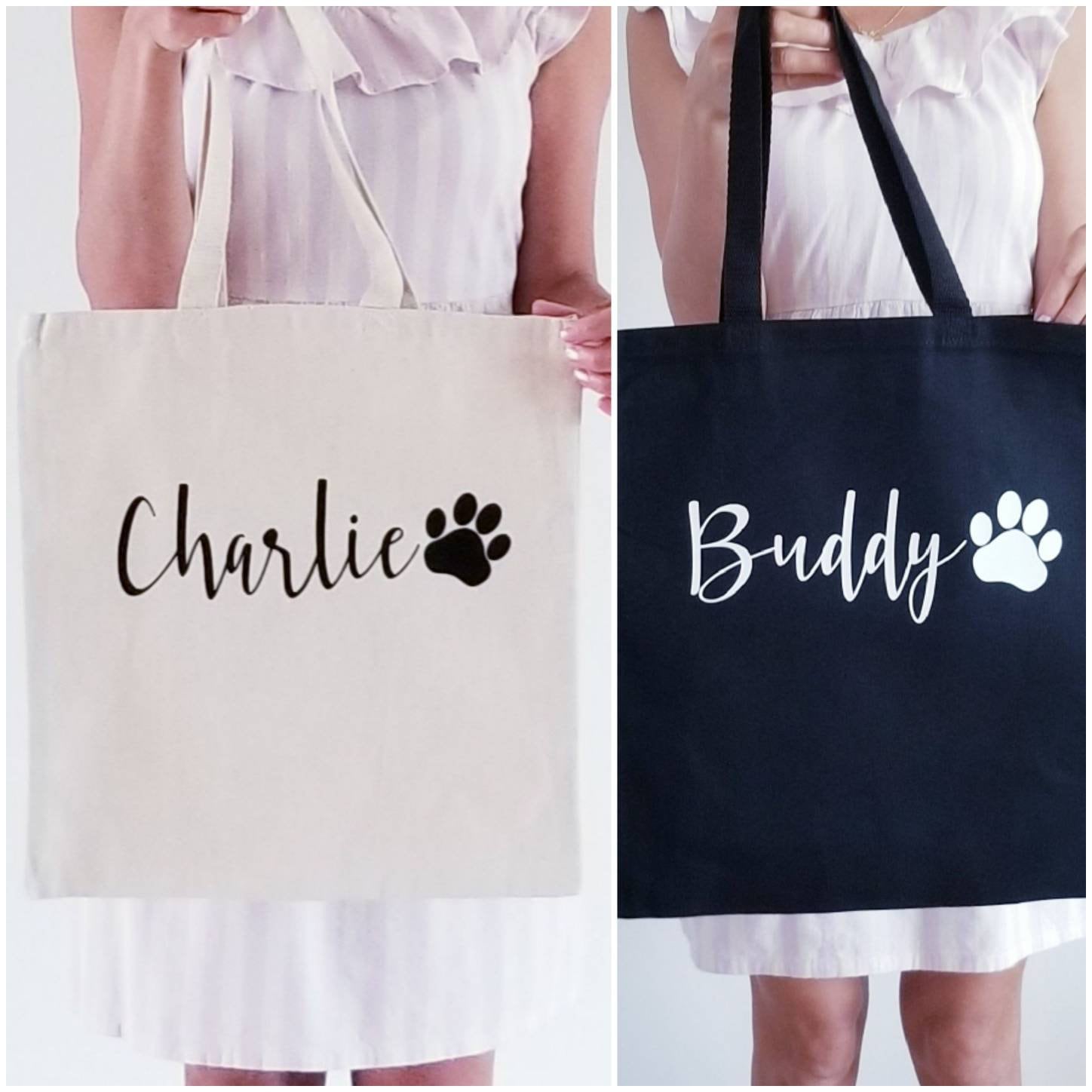 Personalized Dog Tote Bag, Paw Print Tote Bag, Pet Tote Bag ...