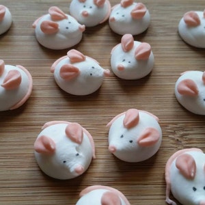 Made to Order | 1 Dozen Royal Icing White Mice | Sugar Mice Fondant ...