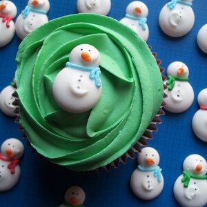 Made to Order | 1 Dozen Royal Icing Snowmen | 1 Inch | Cupcake Toppers ...