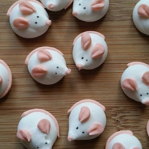 Made to Order | 1 Dozen Royal Icing White Mice | Sugar Mice Fondant ...