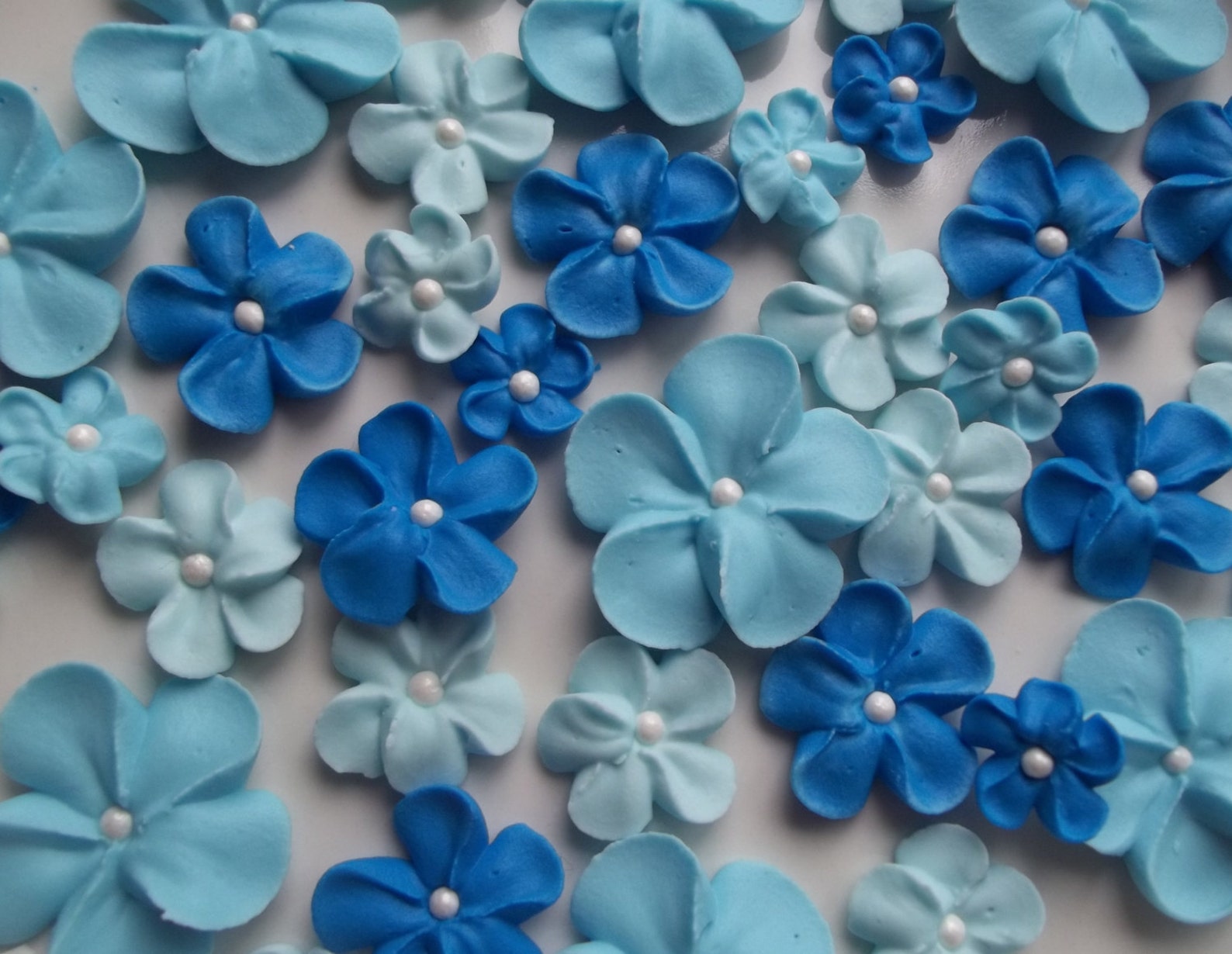 Made to Order 2 Dozen Royal Icing Blue Flowers Ombre Cake - Etsy
