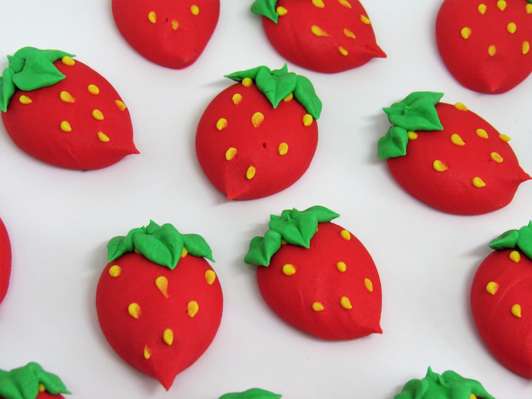 Made to Order | 1 Dozen Royal Icing Strawberries | 1 Inch | Fondant ...