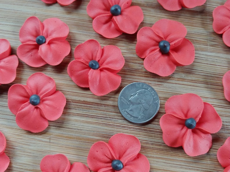 Made to Order 1 dozen large royal icing poppy flowers 1 | Etsy