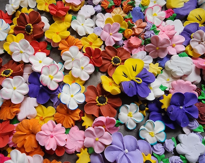 2 Dozen Assorted Royal Icing Flowers | Multiple Colors and Styles ...