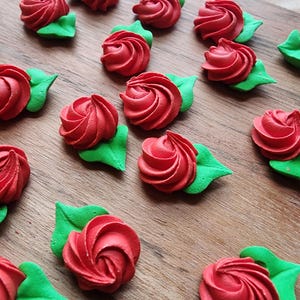 Made to Order | 1 Dozen 1 Inch Red Royal Icing Rosettes | Icing Roses ...