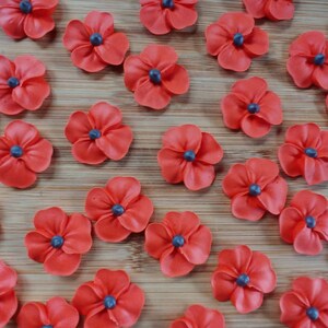 Made to Order | 1 Dozen Large Royal Icing Poppy Flowers | 1 Inch ...