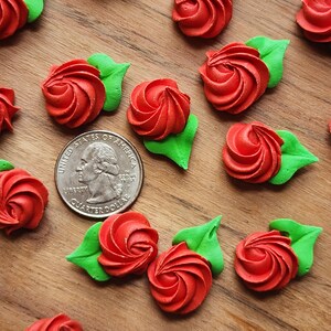 Made to Order | 1 Dozen 1 Inch Red Royal Icing Rosettes | Icing Roses ...