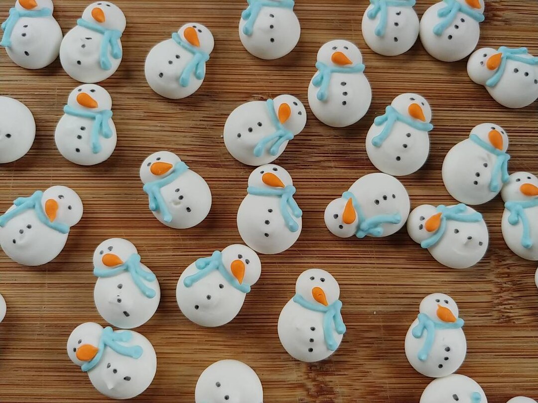 Made to Order | 1 Dozen Royal Icing Snowmen | 1 Inch | Cupcake Toppers ...