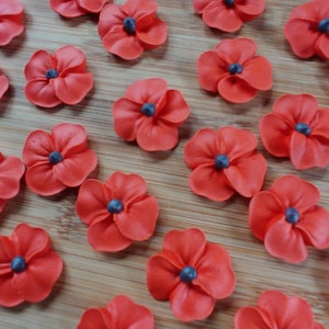 Made to Order | 1 Dozen Large Royal Icing Poppy Flowers | 1 Inch ...
