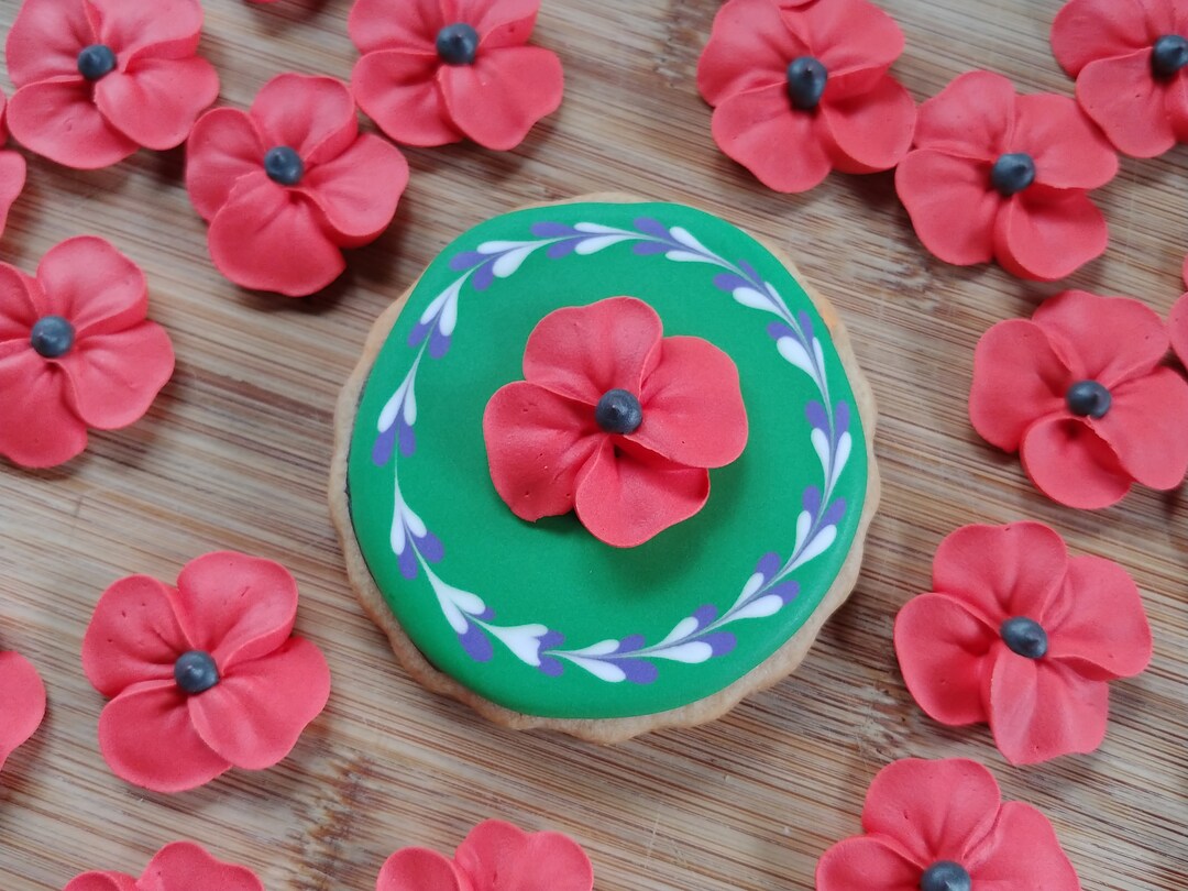 Made to Order | 1 Dozen Large Royal Icing Poppy Flowers | 1 Inch ...
