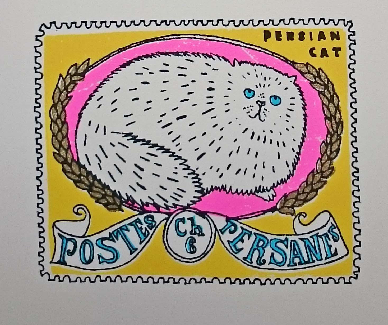 Cat Stamps Screenprint International Cats | Etsy