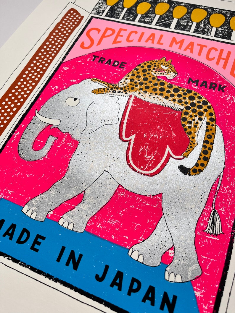 Elephant and Leopard Matchbox - "taken for an Extra Long Ride" - Etsy