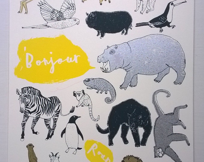Jungle Animals Screenprint Roar Bonjour - Etsy