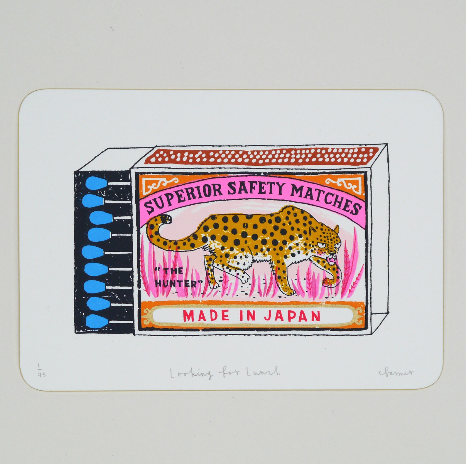 Leopard Vintage Matchbox Screen Print looking for | Etsy