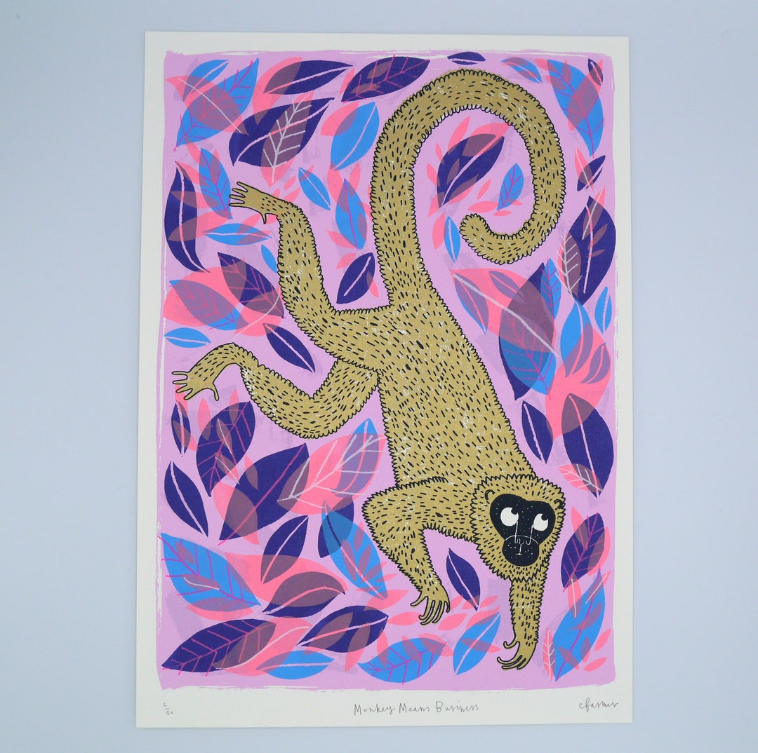 Gold Monkey Screen Print - Monkey Means Business - Etsy