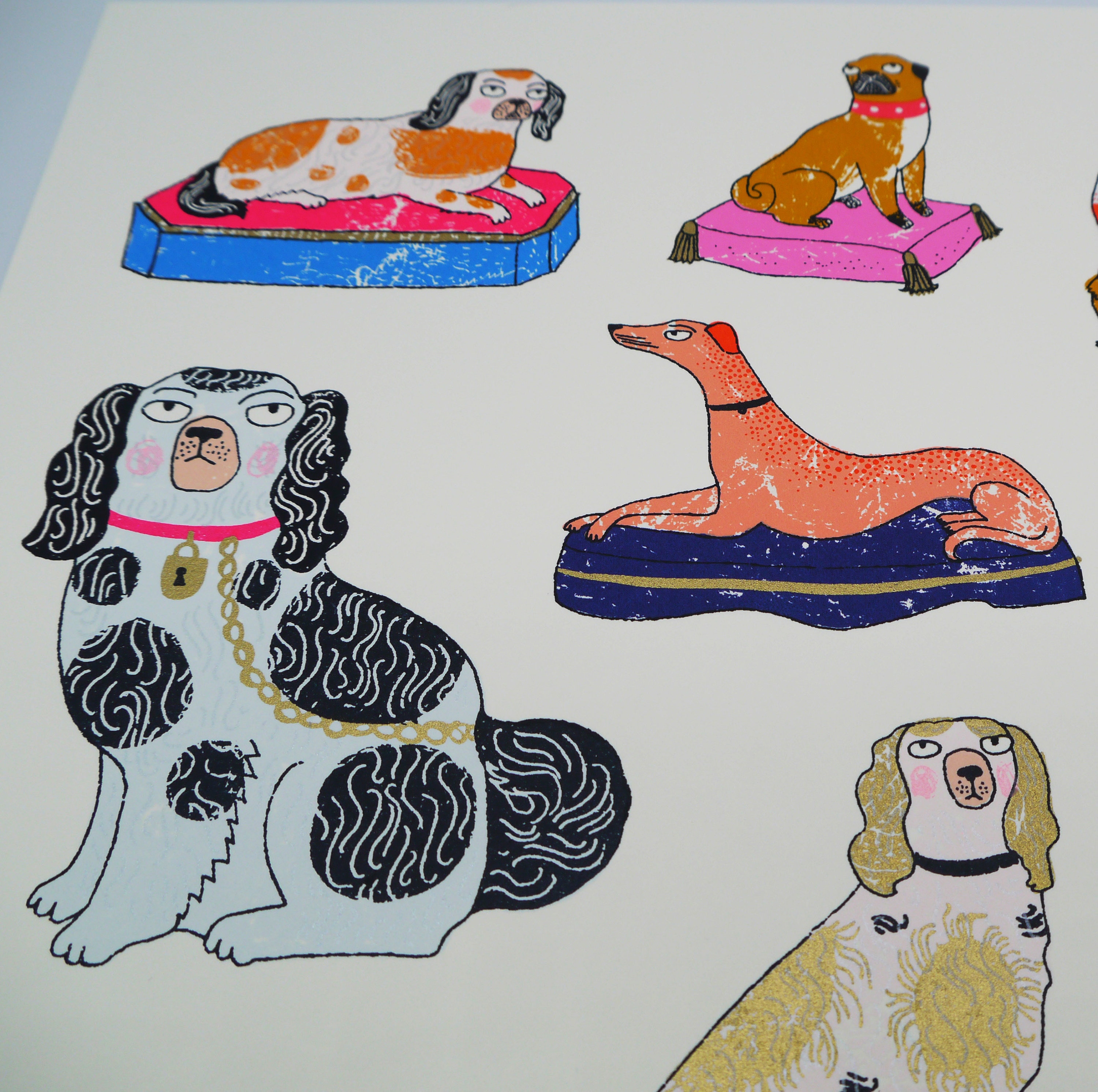 Staffordshire Pottery Dogs Screen Print - 'twelve Angry Dogs and a ...