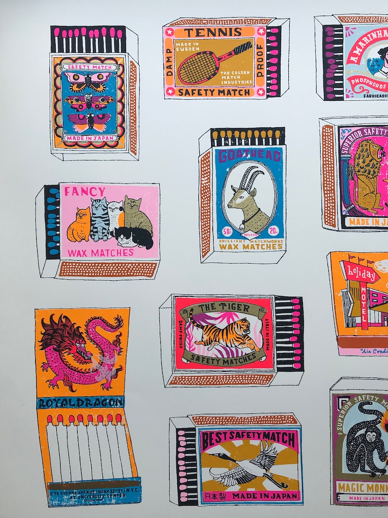 Vintage Matchbox Collection Screen Print Very Superior | Etsy