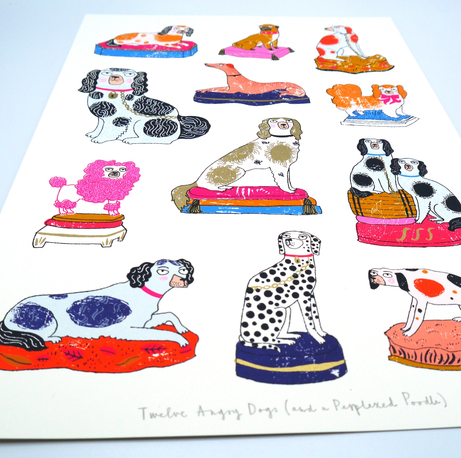 Staffordshire Pottery Dogs Screen Print - 'twelve Angry Dogs and a ...