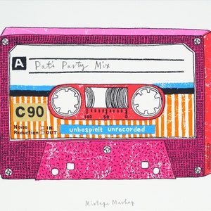Personalised Pink Mix Tape Screen Print - 'mixtape Mash Up' - Etsy