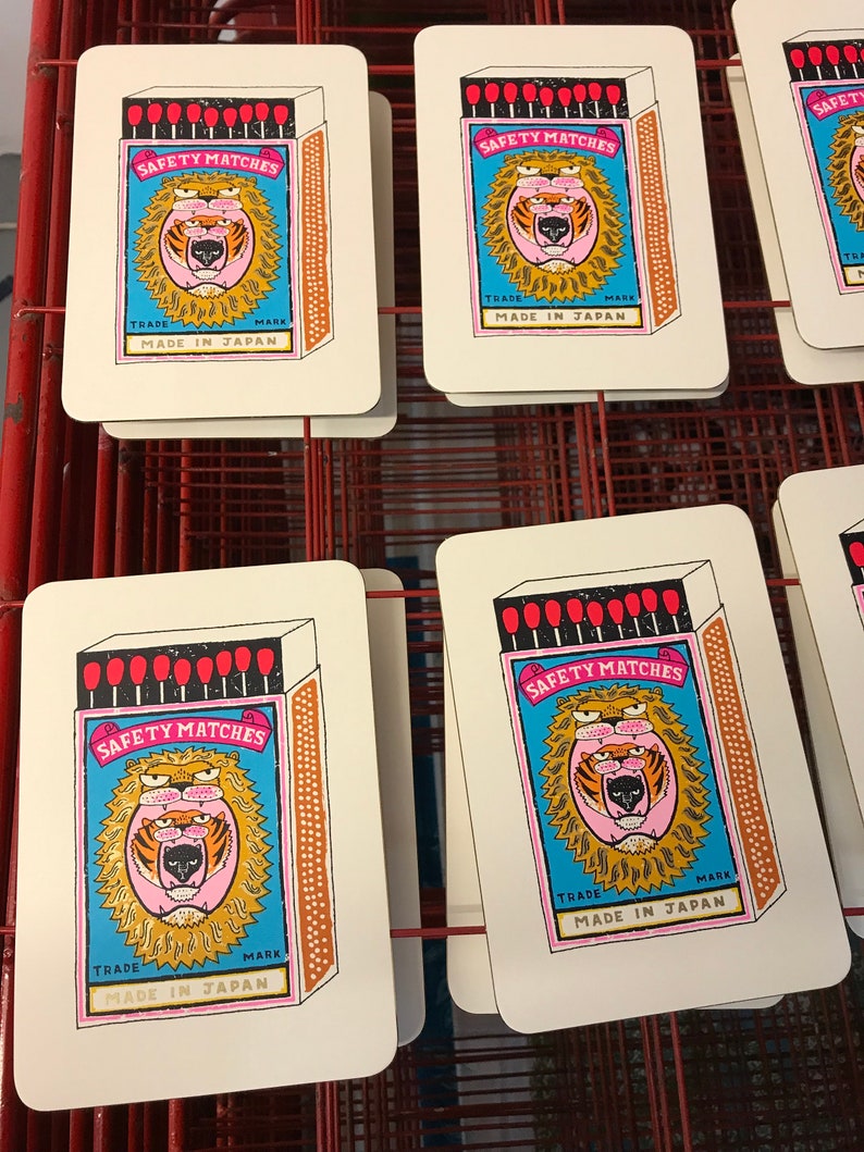 Lion Tiger Panther Matchbox Screen Print Heavy Lunch | Etsy